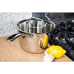 Viking Culinary Contemporary 3-Ply Stainless Steel Cookware Set, 10 Piece, Dishwasher, Oven Safe, Works on All Cooktops including Induction