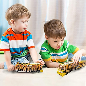 ArtCreativity Pull Back Tiger Safari Animal Bus for Kids, 7 Inch Tiger Design Bus with Pullback Mechanism, Durable Plastic Material, Safari Party Decorations, Best Birthday Gift for Boys and Girls