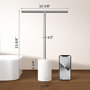 KES Hand Towel Rack for Bathroom Countertop, Stand Towel Holder with Small Marble Base, Hand Towel Holder Free Standing 18/8 Stainless Steel Space Saving Brushed Finish, BTH234S40-2