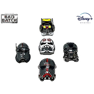 Disney's Star Wars BAD BATCH 3-Dimensional HELMET PIN, Collectors 5 PIN SET, Official Lucasfilm Star Wars Bad Batch 3D METAL HELMETS, 5 x Pins