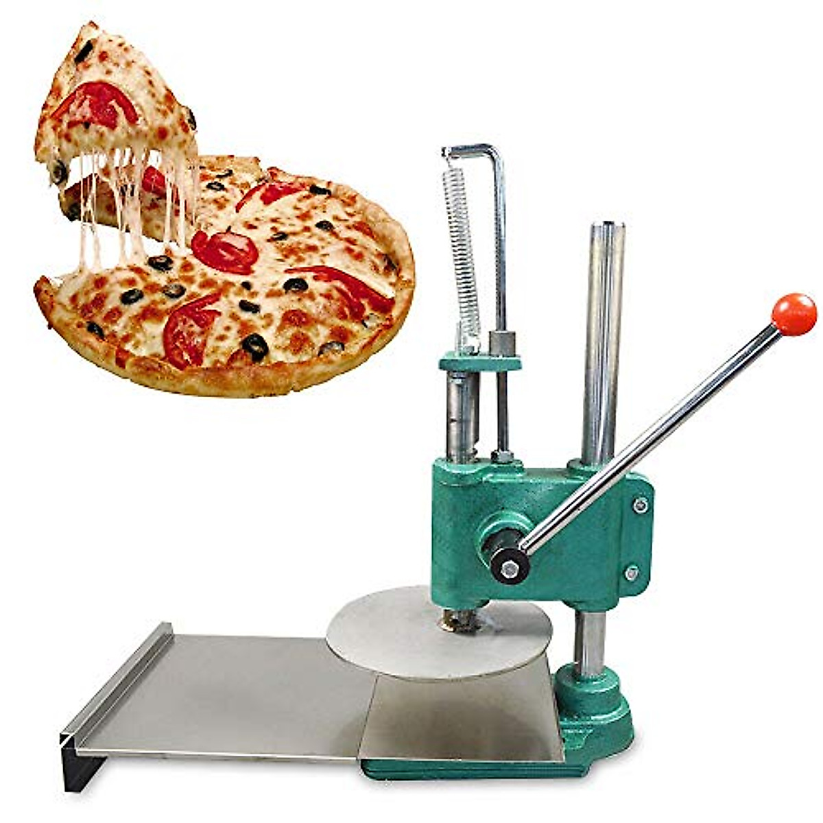 JINHZIXIU 9.5in Pizza Dough Press Manual For Home Or Commercial Use Stainless Steel