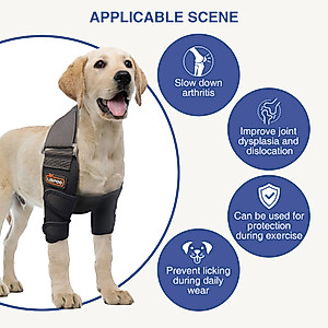Hilltown Dog Elbow Brace for Shoulder & Front Leg, Canine Elbow Wrap for Shoulder Dislocation, Pressure Sores, Elbow Injury and Loss of Stability from Arthritis (XL, Both Legs)
