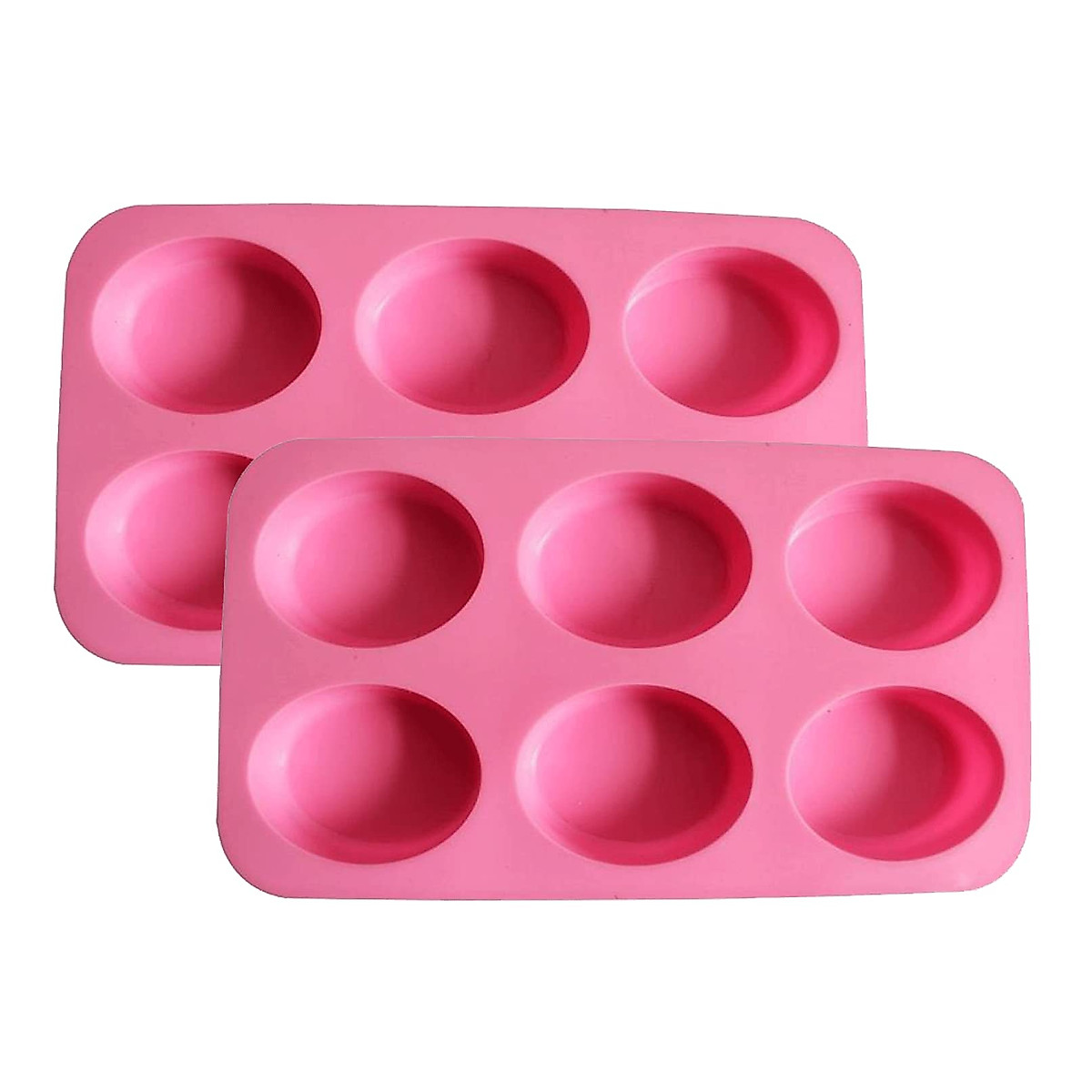 2 Pack of Soap Oval Molds, 6 Cavities Silicone Soap Molds, Homemade DIY Soap Making Chocolate Baking Molds