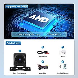 AHD Backup Camera for Car, Rearview Reversing Camera HD Night Version Waterproof, Upgraded 1080P Wide Angle Rear View Camera for Universal Car SUV RV
