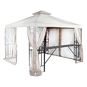 Garden Winds Replacement Canopy Top Cover for The 10x10 Crescent Gazebo - RipLock 350 TOP Tier 29" X 29", Bottom Tier 113" X 113"