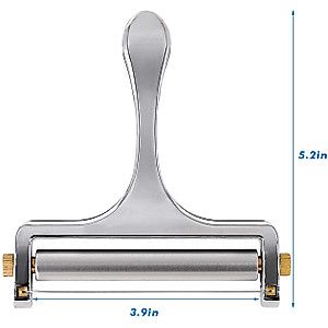 Metal Cheese Slicer Adjustable Thickness Wire Cheese Cutter for Semi-Hard Cheeses, Heavy Duty Wire Cheese Slicers (Silver)