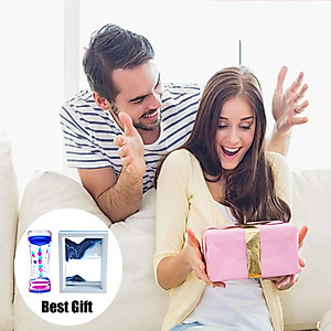 FKYTION Liquid Motion Bubbler Timer and Moving Sand Art Picture 2 Pack Colorful Hourglass Liquid Bubbler Art Toys Activity Calm Relaxing Desk Toys Voted Best Gift!