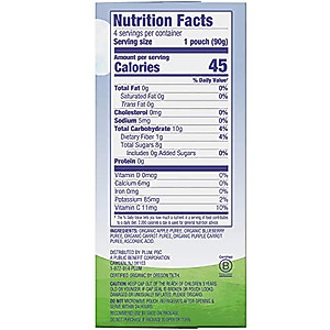 Plum Organics Applesauce, Blueberry & Carrot, 3.17 Oz, 4 Ct