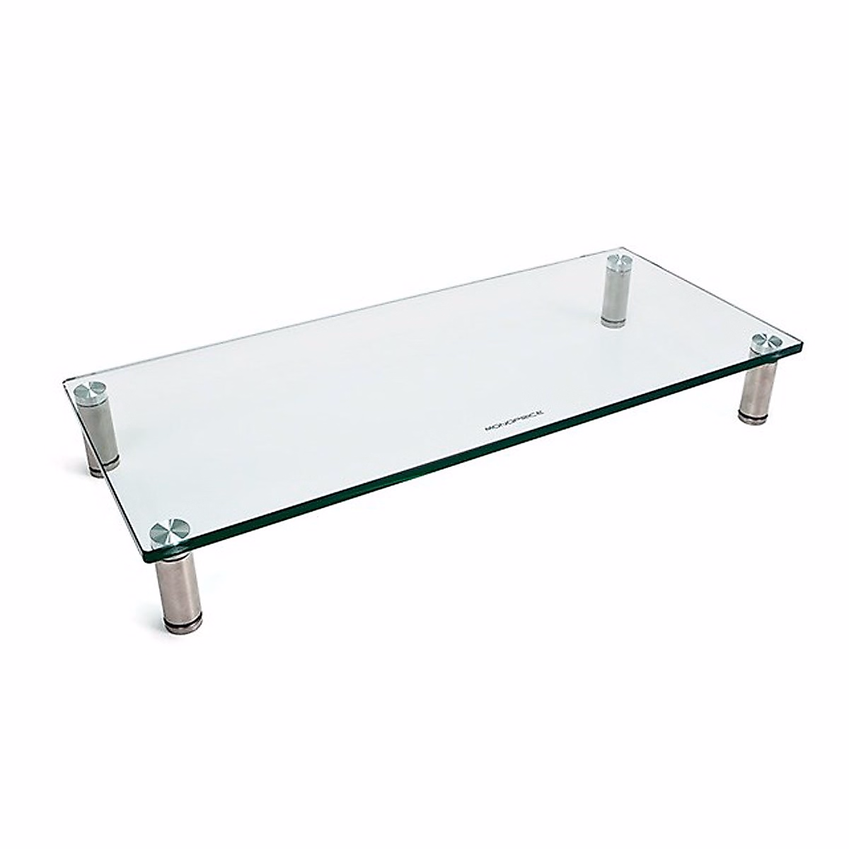 Monoprice Multimedia Desktop Stand 22 Inch x 9.5 Inch - Stand & Riser, Laptop Stand, Desktop TV Stand w/ Height Adjustable Legs - Workstream Collection, Clear