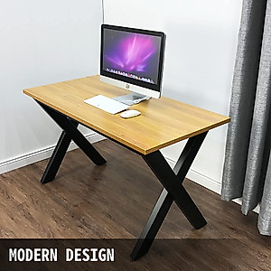 VEVOR Set of 2 Steel Table Legs, 28''Height 24''Wide Dining Table Legs, Heavy Duty 3.1" Square Box Section X Frame Table Legs, 28x24x3.1 Inch Black Color Industrial Country Style Metal Dining Legs