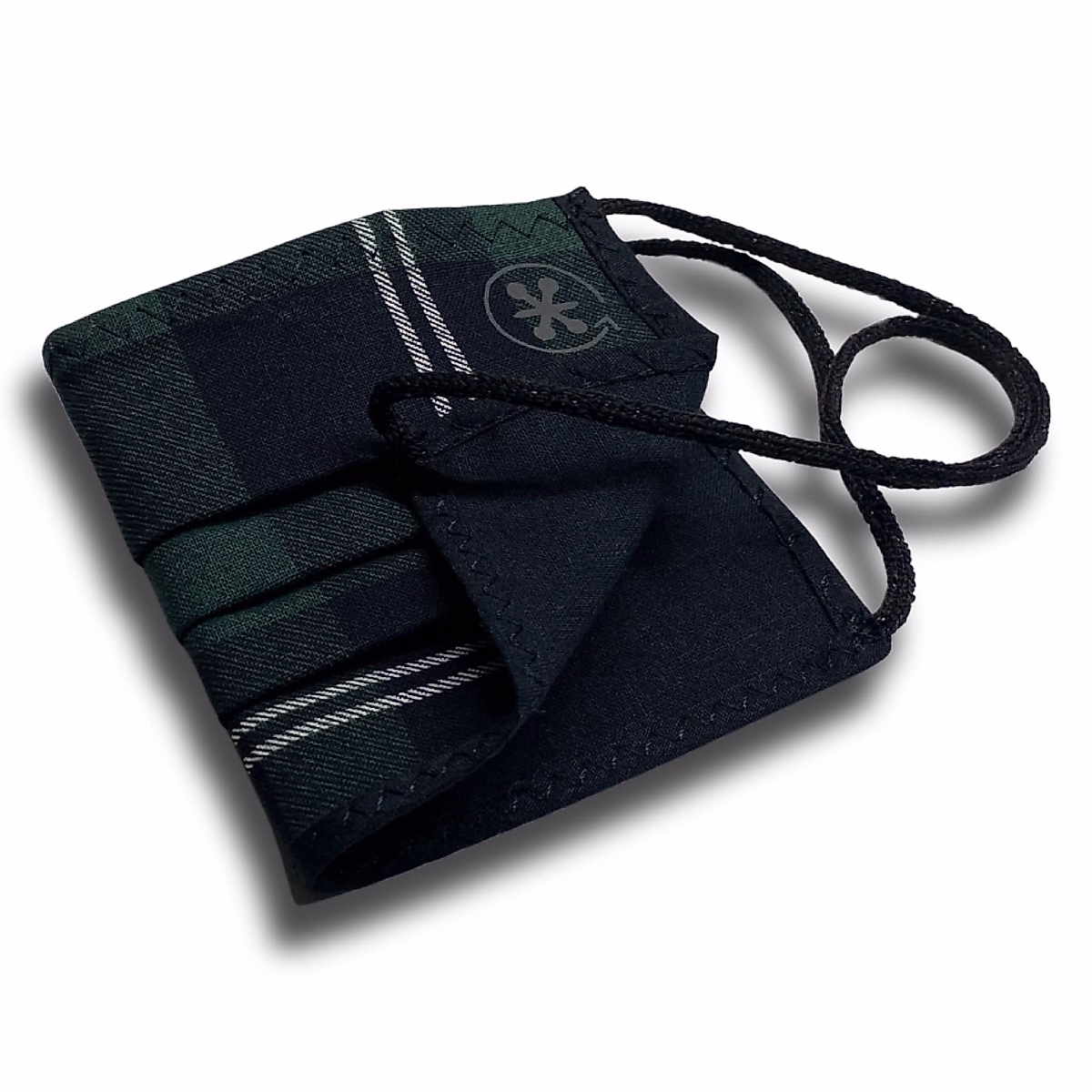 JaxMask® | Hunter Green & Black Christmas Holiday Plaid Cloth Face Mask | Tartan Buffalo Check 2 Layer Pleated Washable & Reusable With Nose Wire | 'SilentNight Collection' (Green Plaid)