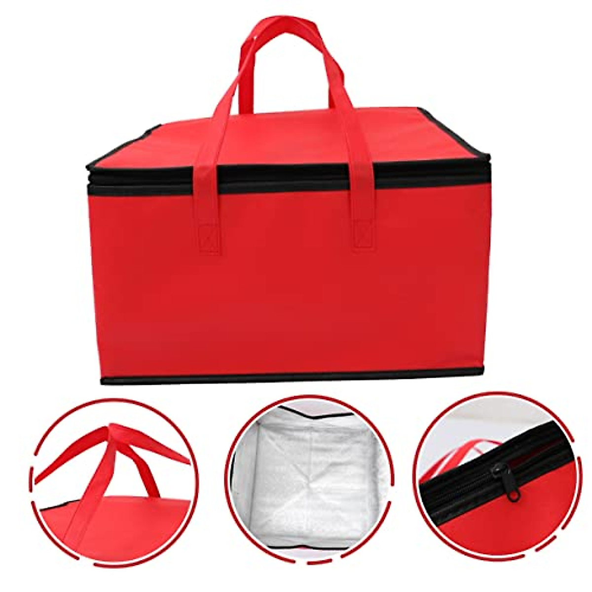 EXQUIMEUBLE Insulation Bags Thermal Lunch Bag Food Transport Bag Car Insulated Bag Cake Decorations Food Decor Pizza Warmer Bags Insulated Delivery Bags for Hot Food Insulated Delivery Bag Red
