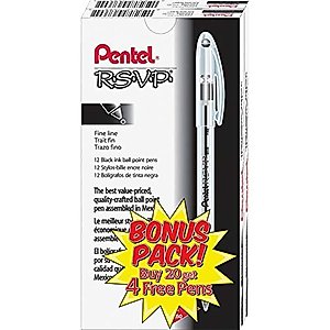 Pentel R.S.V.P. Ballpoint Stick Pens (BK90ASW2)(Pack Of 24)
