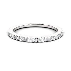Diamondere Natural and Certified Diamond Wedding Ring in 14K White Gold | 0.39 Carat Half Eternity Stackable Band for Women, US Size 5