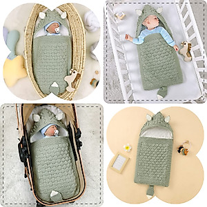 Opewod Unisex Infant Swaddle Blankets Soft Sleeping Bag Fleece Knit Stroller Wraps for Newborn Boys and Girls Warm