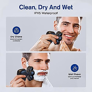Mr.wintek Head Shavers for Bald Men, Upgraded 8 Floating Heads, 5-in-1 Head Electric Razor with Nose Hair Sideburns Trimmer, IPX5 Waterproof Wet/Dry Mens Grooming Kit, USB Rechargeable