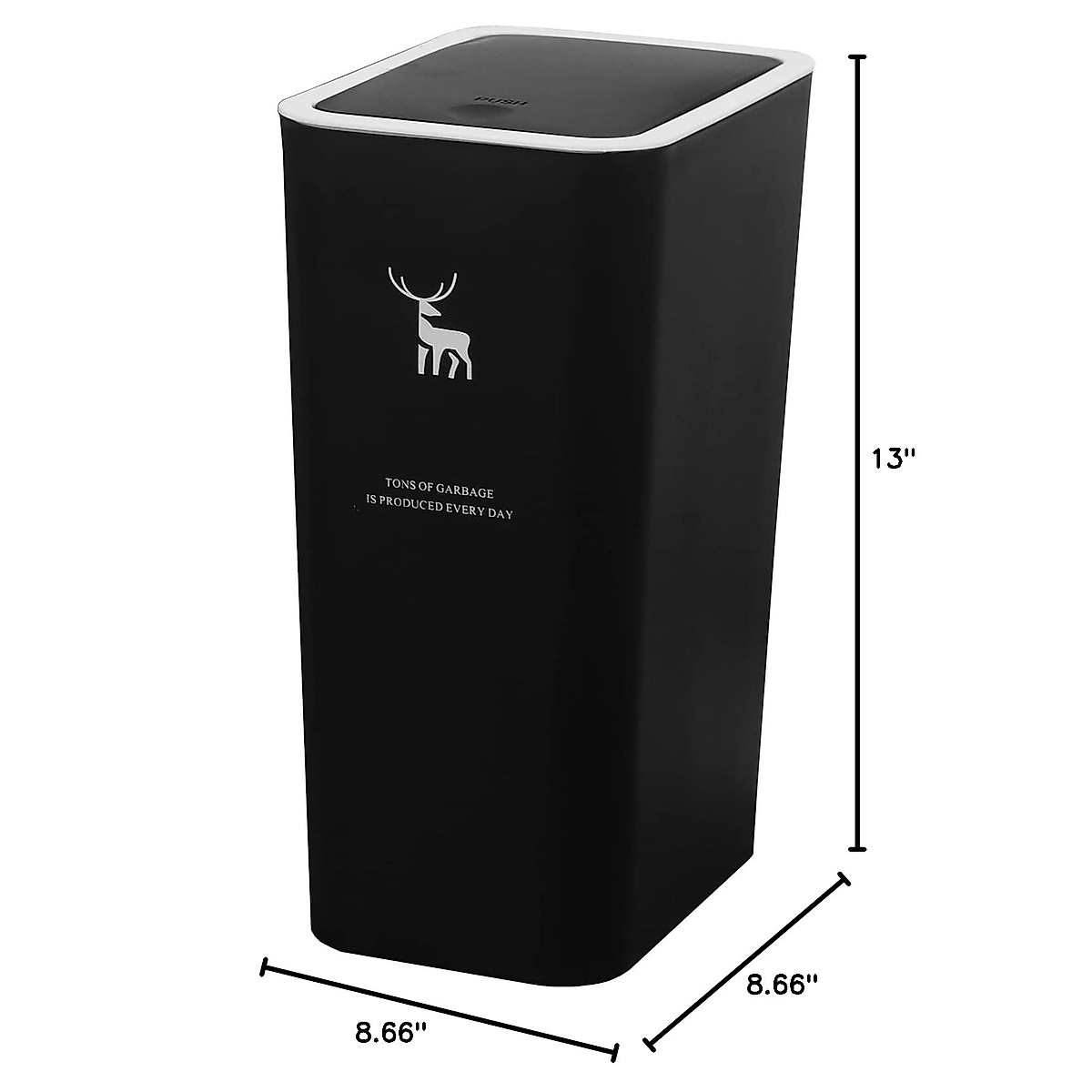 Sooyee 10 Lite Black Trash Can with Lid,Bathroom Trash Can,2.4 Gallon Plastic Trash Can,Small Trash Can for Powder Room,Bedroom,Kitchen,Craft Room,Office