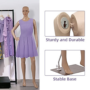 Mannequin Torso Manikin Dress Form Female Realistic Full Body Mannequin Display Head Turns with Metal Base 69" Plastic Adult Woman Adjustable Detachable Poseable Model Mannequin Stand