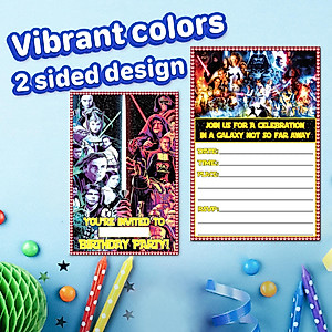 Set of 30 Invitation Cards Star Wa -Themed Happy Birthday Invitation Cards - Lightweight (230g), Postcard Style Invites for the Perfect Party Pack