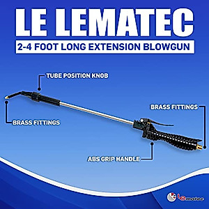 LE LEMATEC Air Blow Gun with Nozzle Extension, Pneumatic Performance Tool, High Pressure Blower, Dust Remover, Cleaning for Hard to Reach Areas, Car Detailing Tools, Compressor Accessories (AS121-3C)
