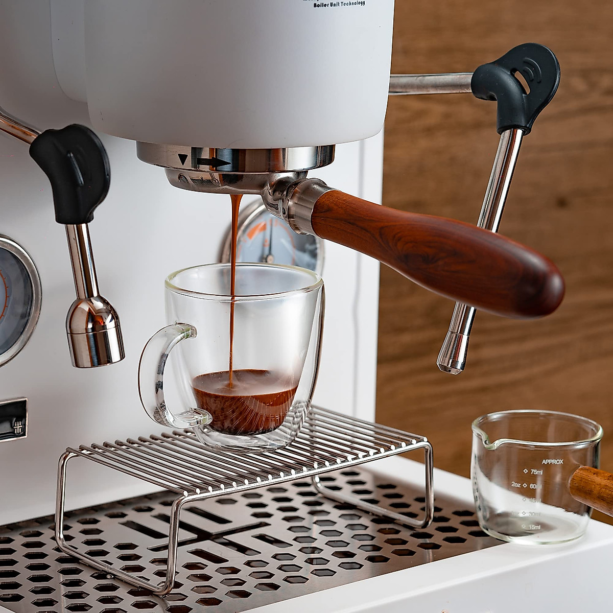 YUNCANG 5.5 oz Espresso Mugs (Set of 4), Double Wall Glass Coffee Cups with Handle Insulated Glasses Espresso Mugs