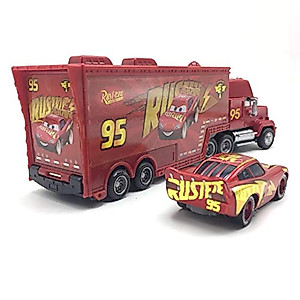 fashionmore Movie Cars Toys Red Lightning McQueen Mack Hauler Truck & Racer Speed Racers Metal Toy Car 1:55 Loose Kid Toys