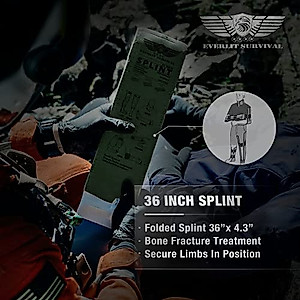 EVERLIT Survival 36 Inch Splint - Lightweight Reusable Combat Splint, Waterproof First Aid Medical Tactical Field Splint For Bone Fracture Treatment (36" Folded)