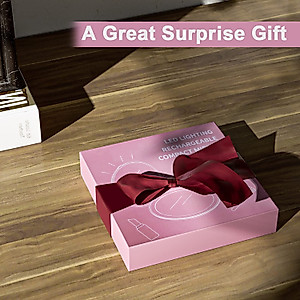 P TOPPSTORE LED Lighted Compact Mirror,4 Inch 1X/5X Magnification Travel Makeup Mirror,Rechargeable Portable Compact Mirror with Light for Handbag, Purse, Pocket, Pink