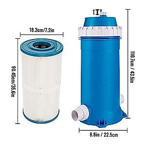 VEVOR Cartridge Pool Filter, 150Sq. Ft Filter Area Inground Pool Filter,Above Ground Swimming Pool Cartridge Filter System w/Polyester Cartridge,Corrosion-proof,Auto Pressure Relieve,2 Unions Included