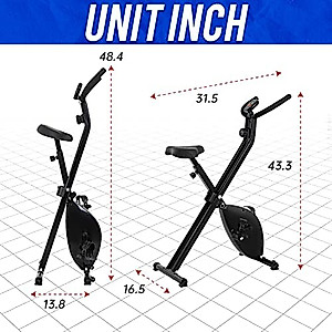 PayLessHere Exercise Bike Foldable Stationary Bike with 8 Levels of Magnetic Resistance Indoor Recumbent Exercise Bikes for Home/Office Workout