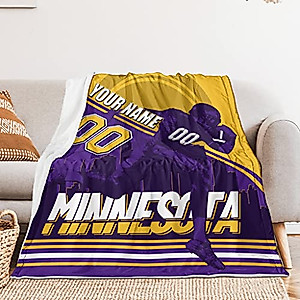 Yieking Custom Blanket for Bed Add Name and Number Gifts for Men Football City Winter Throw Blankets, 40" x 50", 50" x 60", 60" x 80"