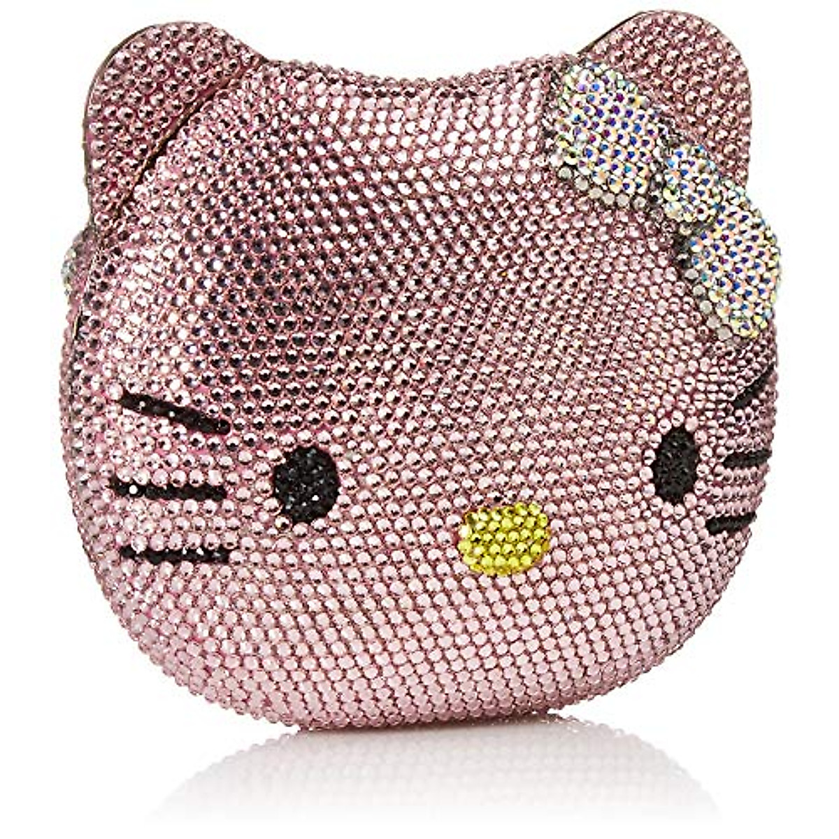 3-D Hello Kitty Cat Crystal Couture Clutch Special Occasion Holiday Party Evening Bag Pink