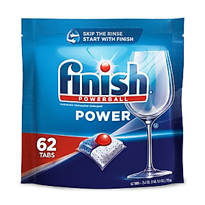 Finish Power Dishwasher Pods, No Pre-Rinse Dishwasher Detergent Soap For Deep Clean & Shine with Degreasing Power, 62 Count
