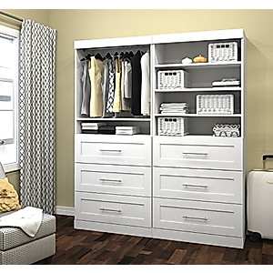 Bestar Pur Closet Organizer with Drawers in White, 72W