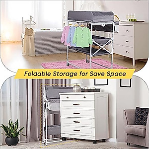 SOKO Portable Changing Table - Foldable Baby Diaper Changing Station Height Adjustable Diaper Changing Table, Waterproof Changing Table Pad Easy to Clean, Mobile Nursery Organizer for Newborn