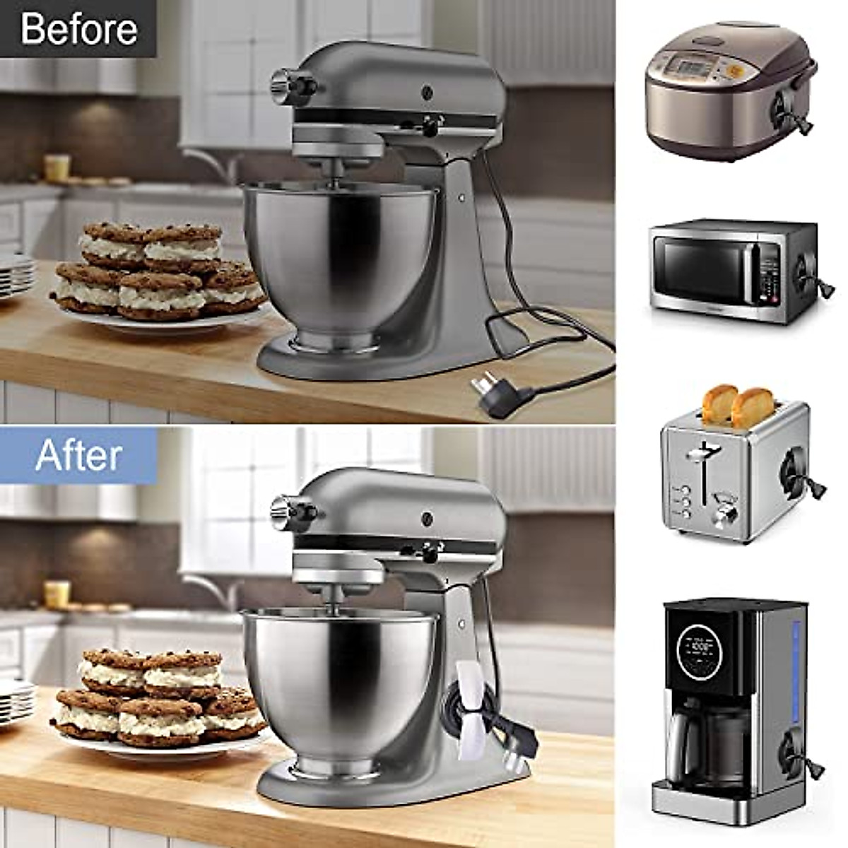 Cord Wrappers for Kitchen Appliances, 3 Pack Upgraded Kitchen Small Gadgets Cord Organizer Holder Widder For Appliance Stick On Mixer, Air Fryer, Coffee Maker, Blender, Pressure Cooker, Toaster