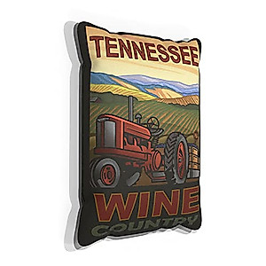 Tennessee Wine & Tractor Canvas Throw Pillow for Couch or Sofa at Home & Office from Travel Artwork by Artist Paul A. Lanquist 13" x 19".