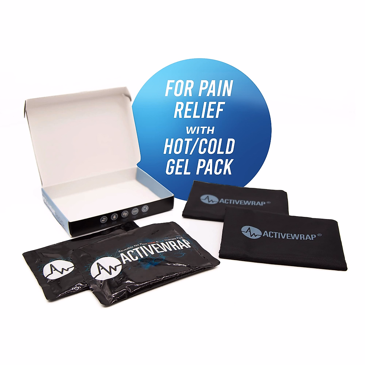 ActiveWrap - Ice Pack for Injuries Reusable Gel Packs, Hot Cold Packs First Aid, Pain Management, Injury Recovery, Ice Compress with Individual Pack Covers, Elbow, Medium, 6 x 9 inches