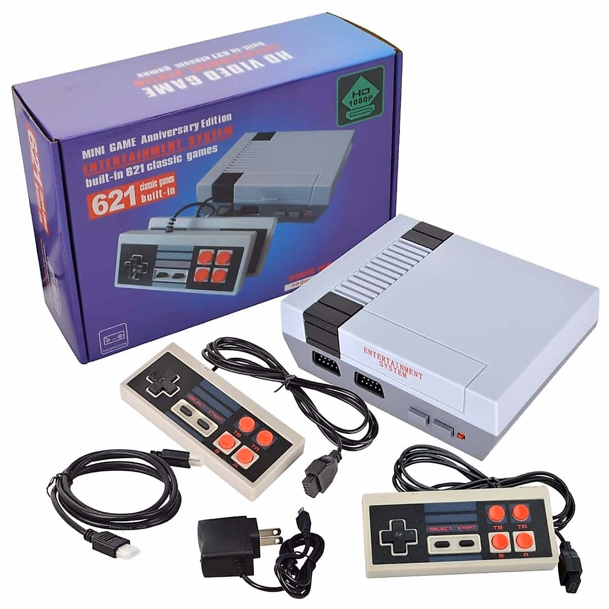 Mini Classic Retro Game Console: Video Games System HDMI 621 Games and 2 Handheld Controllers - Old Arcade Games Consoles Plug and Play Video Games for TV- Gift for Kids Boy Adults