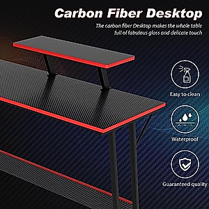 BORGEBY L Shaped Desk, Gaming Desk, Corner Computer Desk with Monitor Shelf, Home Office Desk with Large Desktop, Pc Desk for Working/Gaming/Sturdy/Writing, Corner Desk
