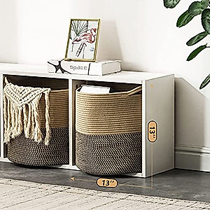 YOUDENOVA Cotton Rope Cube Storage Baskets, 13x13 Round Woven Baskets 4 Pack, Grey & Black Bundles