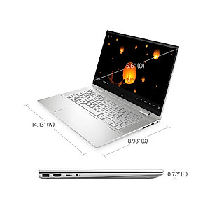 HP 2022 Envy x360 2-in-1 15.6" FHD Touchscreen Laptop, Intel Core i5-1135G7, 32GB RAM, 1TB PCIe SSD, Backlit Keyboard, Iris Xe Graphics, HD Webcam, Win 11 Pro, Silver, 32GB Snow Bell USB Card