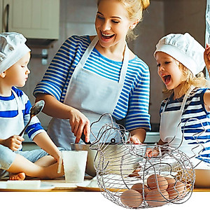 1 Metal Wire Egg Basket with Handle, Chicken Shaped Egg Collection Storage Basket Portable and Practical Food Storage Basket