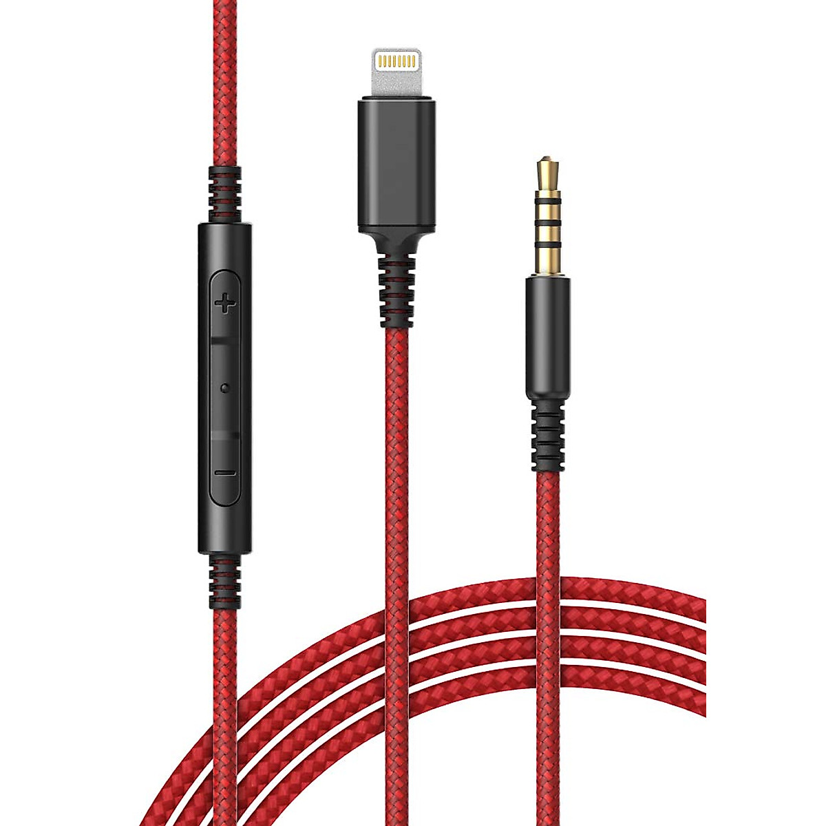 (Apple MFi Certified) Replacement Headphone Cable with iPhone Lightning Connector (3.5mm) Audio Aux Cord with Mic & Volume Control Remote (Compatible with Beats/Sony/Sennheiser and Audio Tech)
