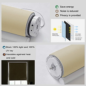 Motorized Blackout Valanced Window Shades, Remote Control Wireless and Rechargeable Roller Blinds with Top Valance, UV Protection White Fabric Roller Shades for Windows, Doors, French Door