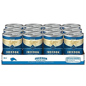 Blue Buffalo Freedom Grain Free Natural Senior Wet Dog Food, Chicken 12.5oz cans (Pack of 12)