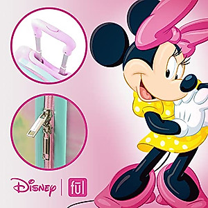 FUL Disney Minnie Mouse 21 Inch Kids Rolling Luggage, Tie Dye Hardshell Carry On Suitcase with Wheels, Multi (FCGL0030SAMEC-634)
