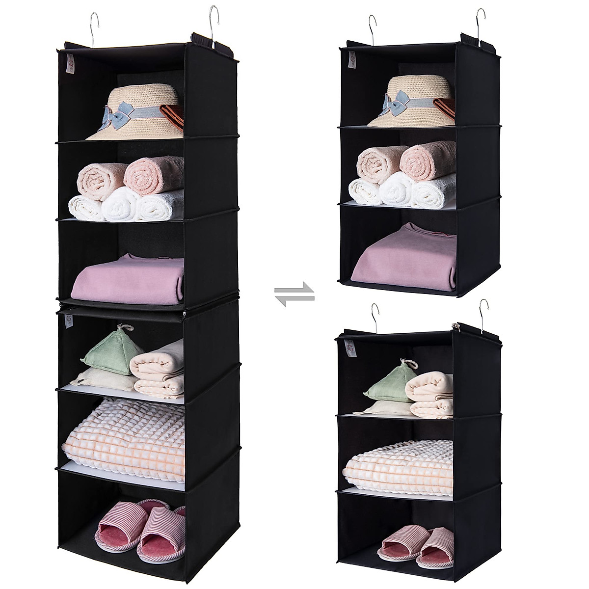 GRANNY SAYS Bundle of 3-Pack Fabric Storage Bins with Handles & 1-Pack Hanging Storage Shelves