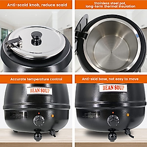 EASYROSE 11Qt Soup Warmer Commercial Soup Kettle Warmer with Hinged Lid and Detachable Stainless Steel Pot, Food Warmer for Parties, Buffet