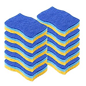 Ergonomic Design Dish Sponge 10 Pack - high Cellulose Scrub Sponge Set,Dual-Sided Dish Sponge for Kitchen Three Levels Composite Material for High Durability